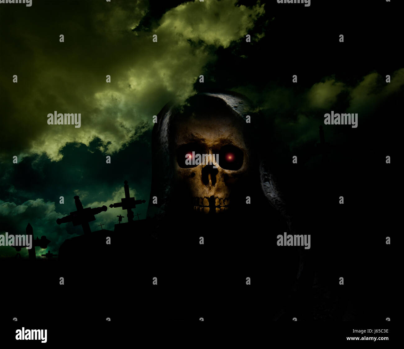 cemetery ghost skull bad peccant wickedly evil horror death sunset ...