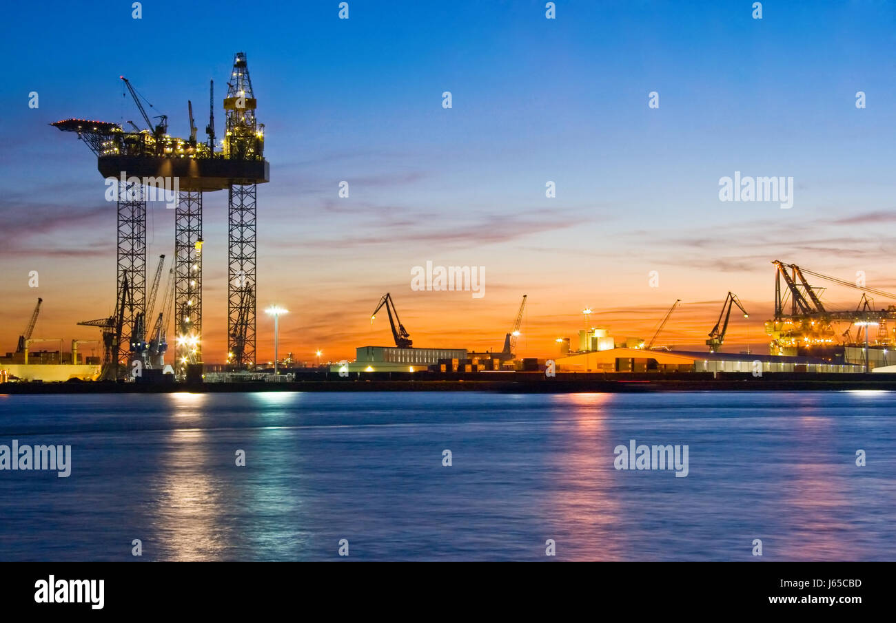 industry dock busy rotterdam construction blue buildings big large ...