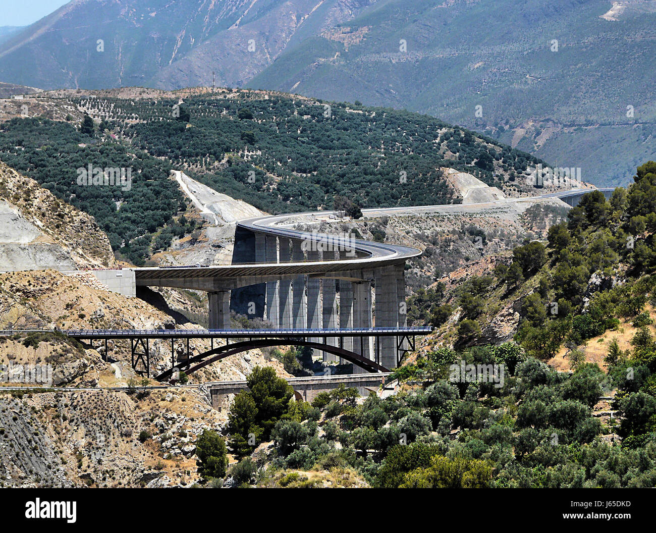 mountains bridge three stanchion bridge-construction pier mountain ...