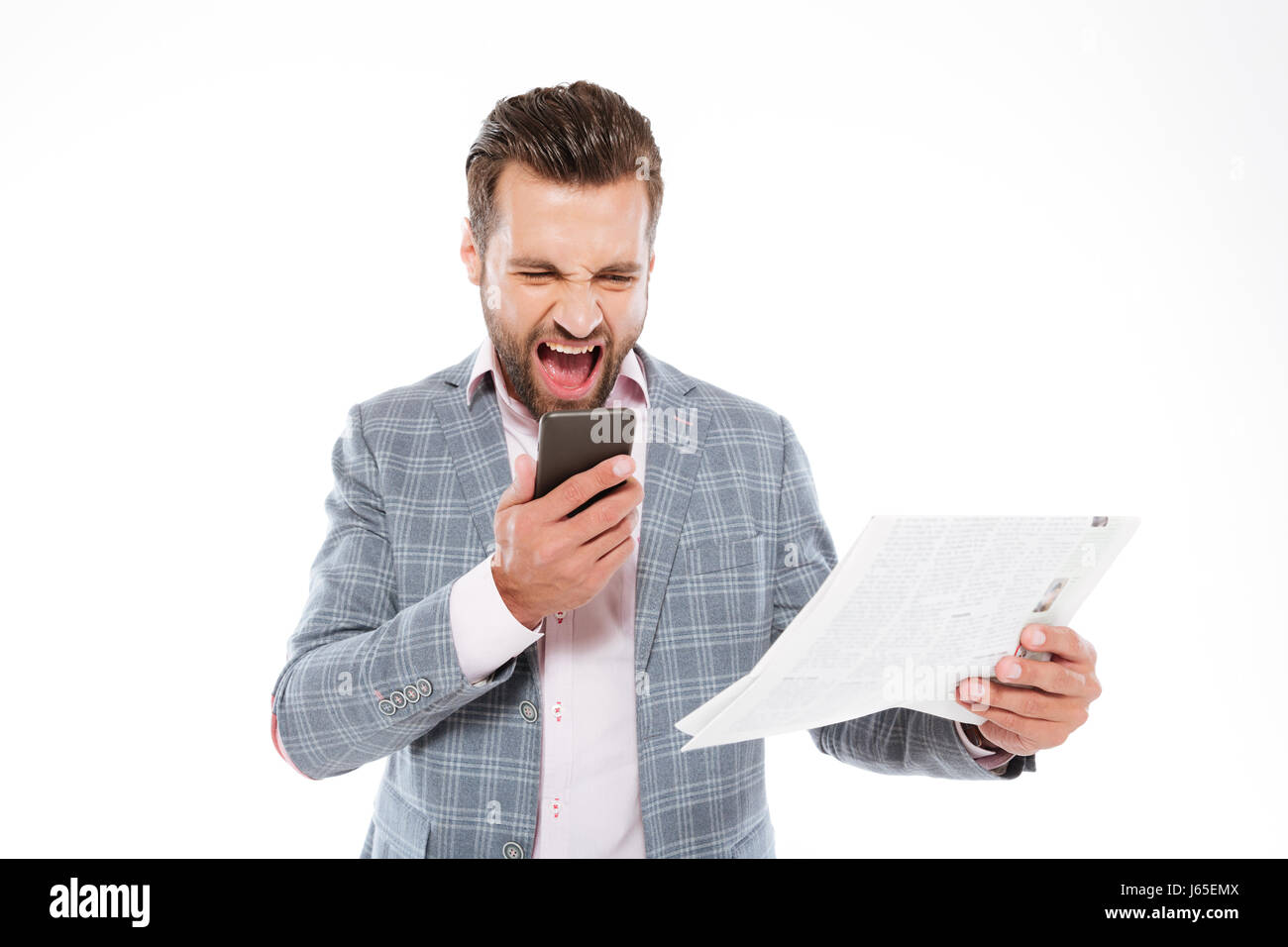 Image of screaming young man standing isolated over white background ... Image of screaming young man standing isolated over white background ...