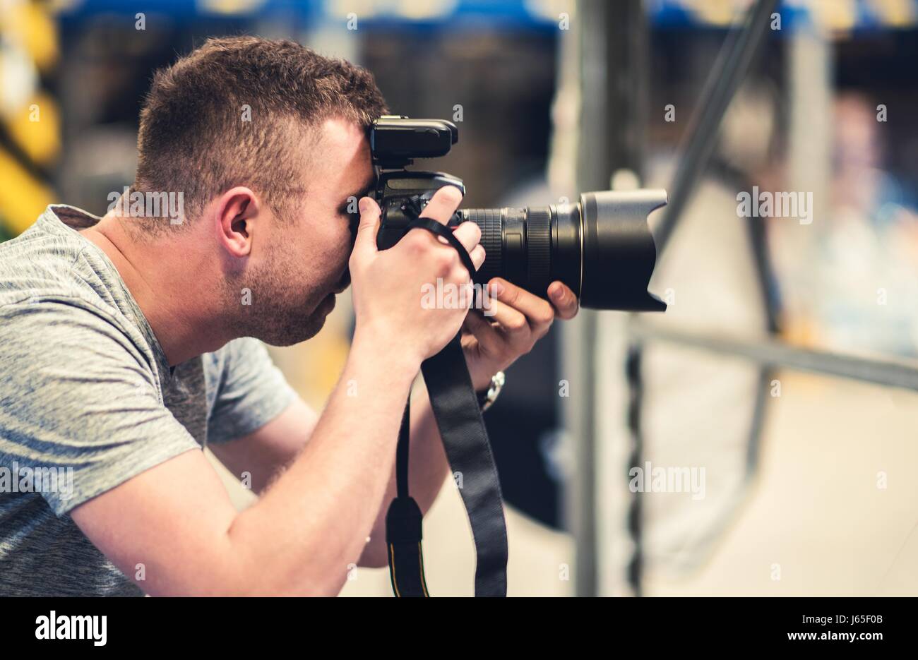 Photographer with Pro Digital Camera Equipment in Hands. Photography ...