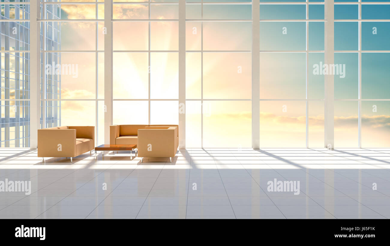 Minimal business interior of a skyscraper floor Stock Photo - Alamy