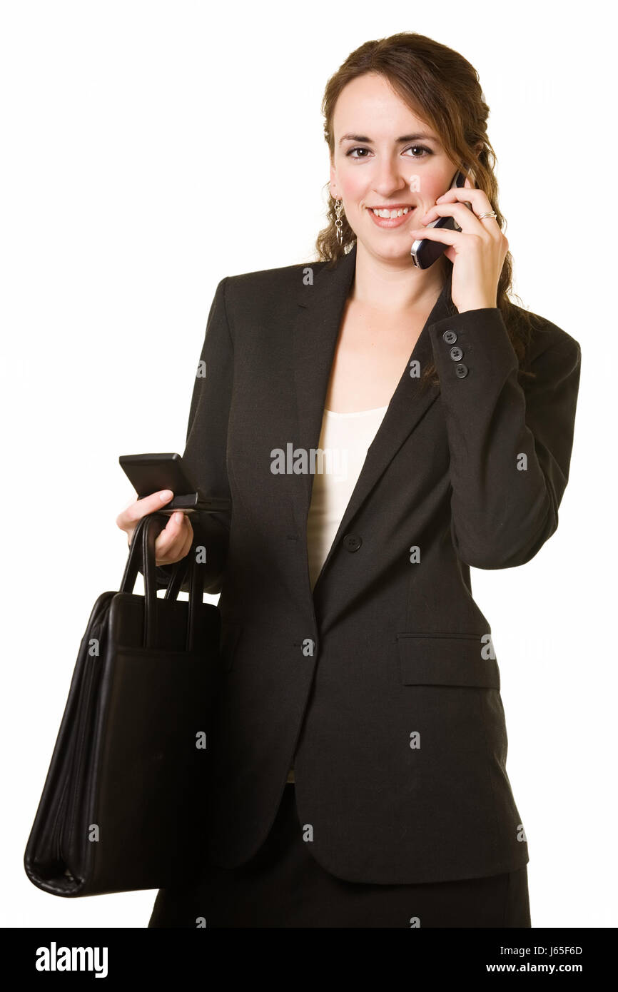woman telephone phone briefcase business dealings deal business ...