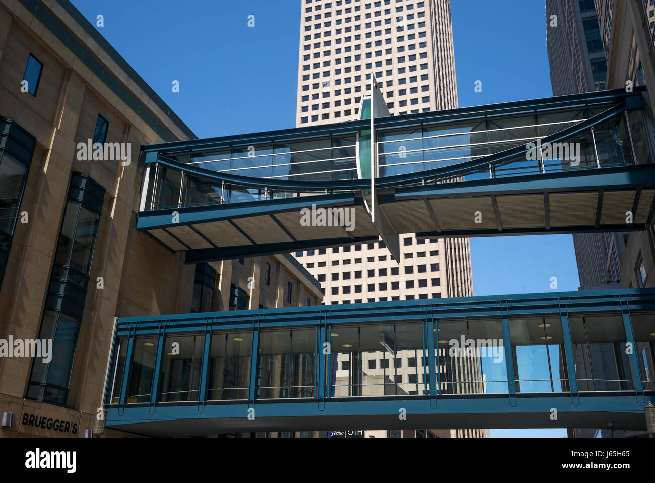 Skywalk by office buildings in Downtown Minneapolis, Hennepin County ...