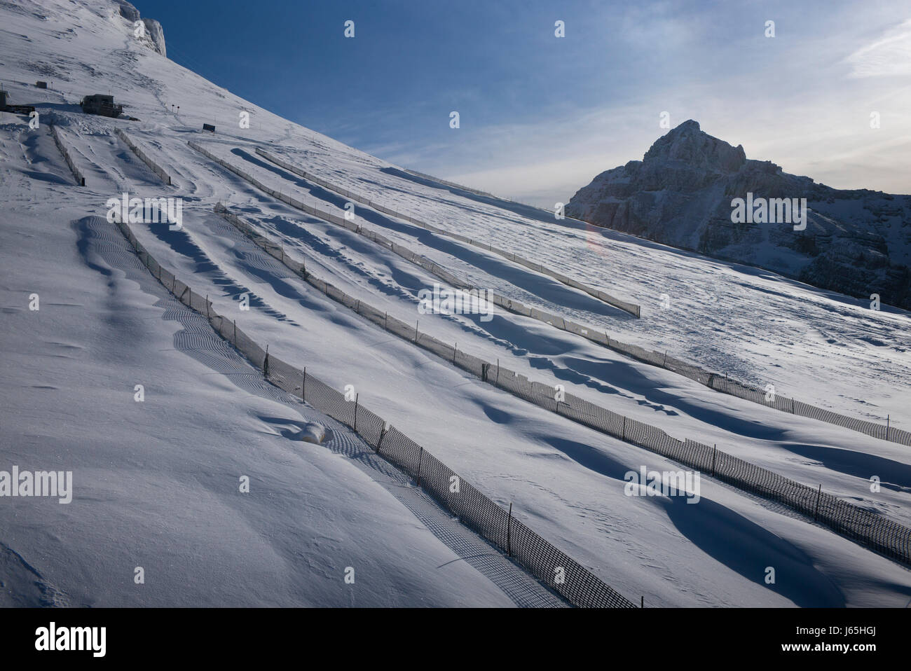 View of fenced zones at ski resort, Sunshine Ski Resort, Banff National ...