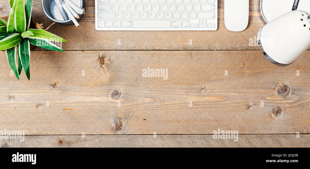 top view home office desk header Stock Photo - Alamy