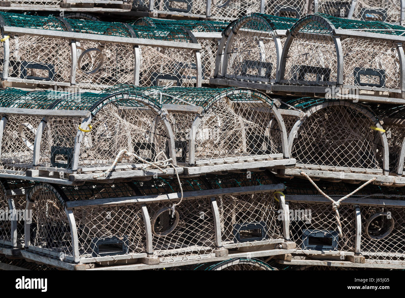 Lobster Traps stacked at harbor, Cabot Beach Provincial Park, Malpeque ...