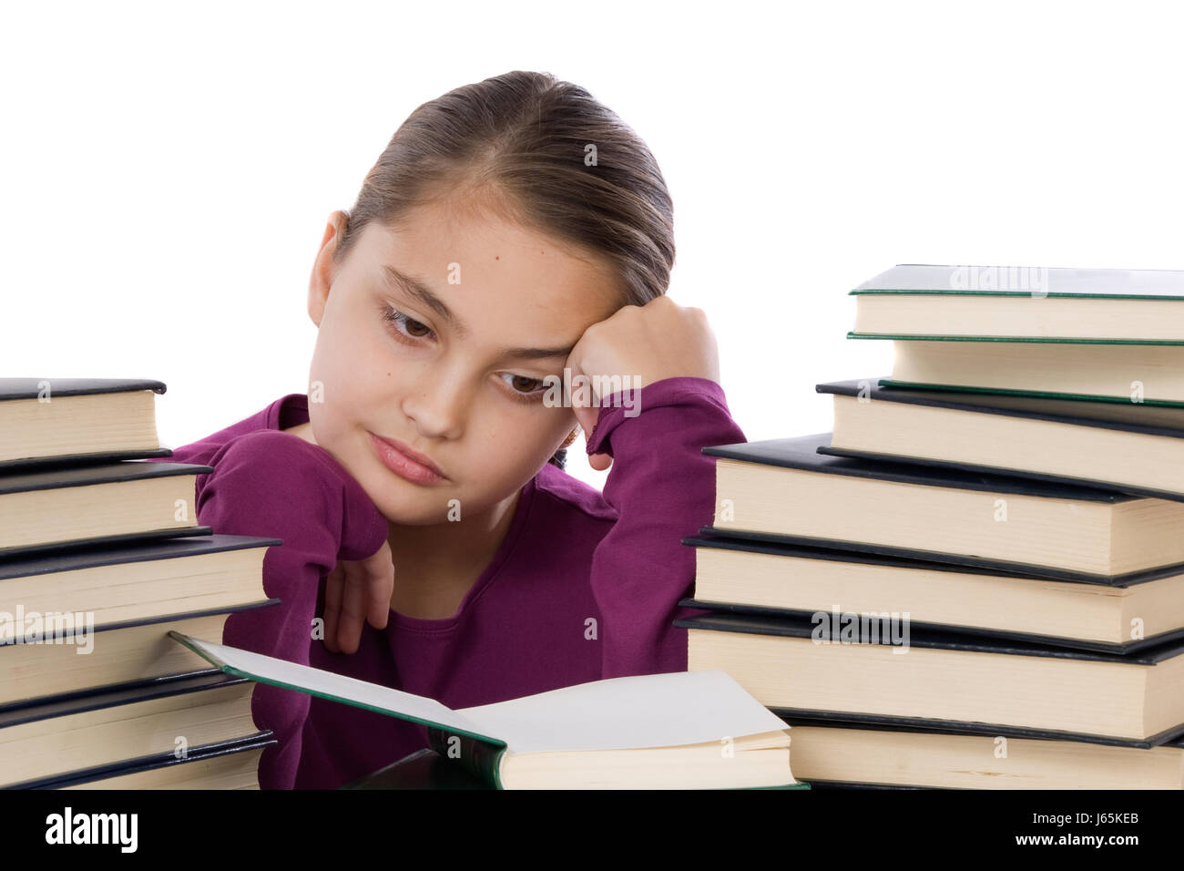 books overburden heap pile many girl girls hart stag bored study humans ...