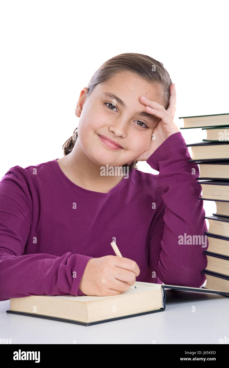 books concentrated many girl girls study humans human beings people ...