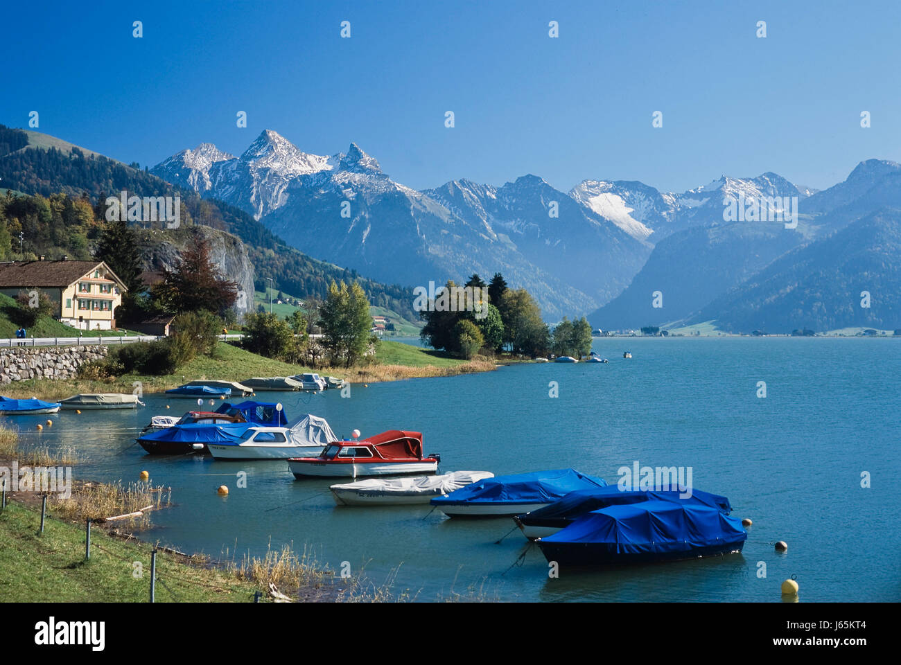 sihlsee against mountain chain of unterberg Stock Photo - Alamy