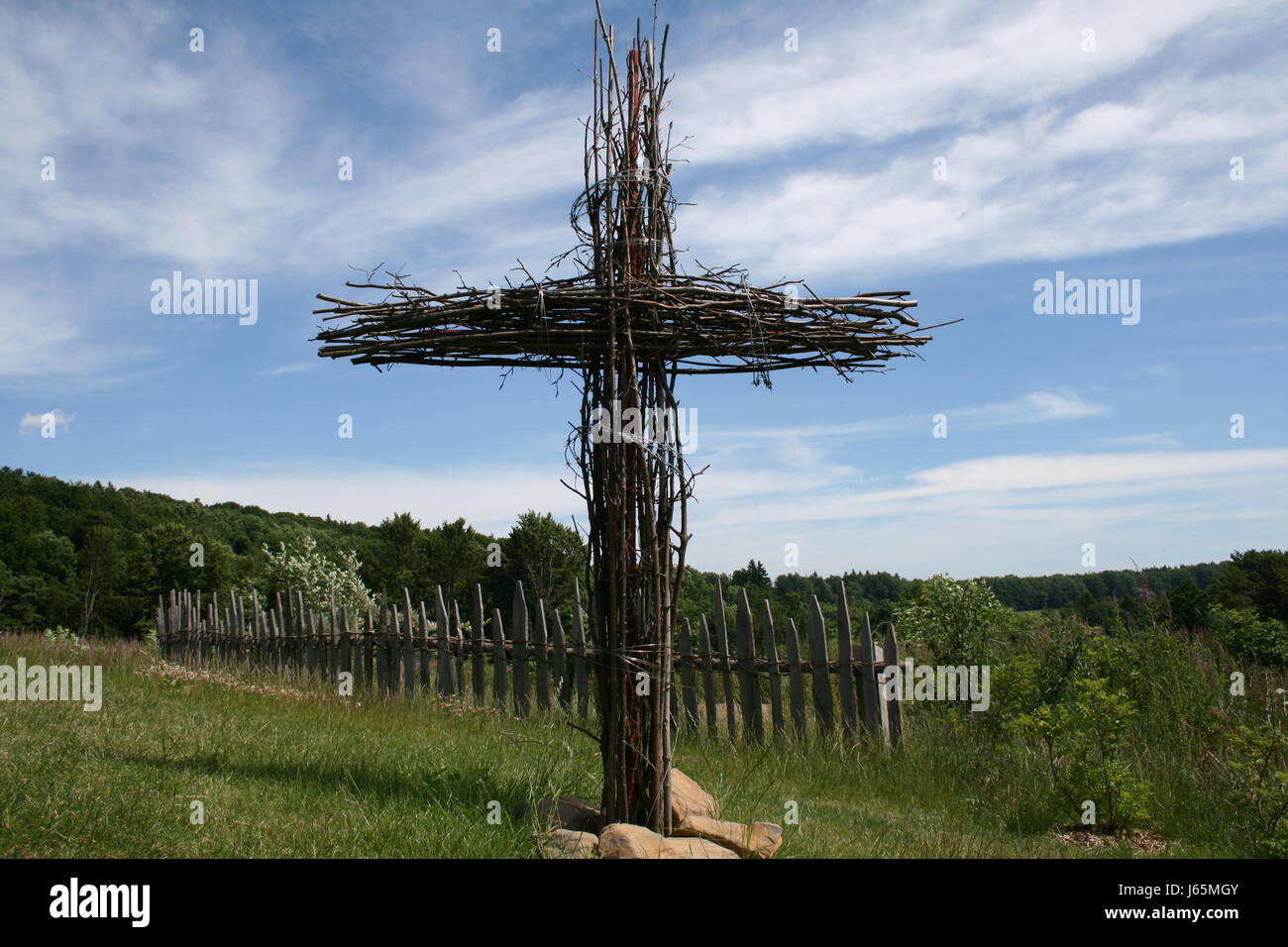 cross scenery countryside nature blue religion belief heaven paradise ...
