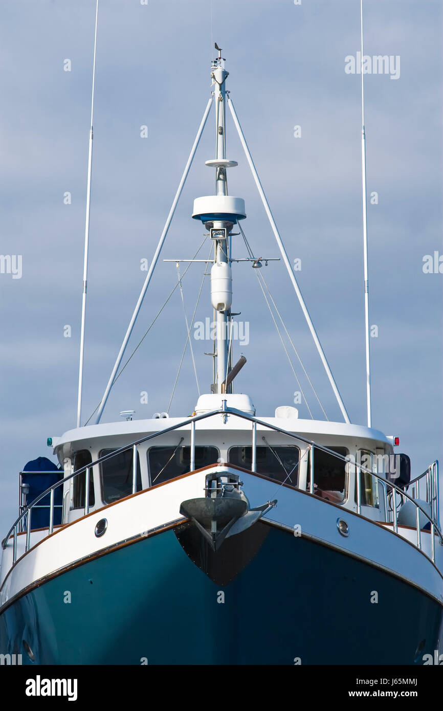 maritime mast below boat cabin angled salt water sea ocean water rowing ...