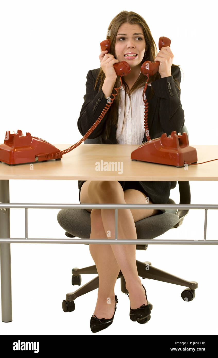 woman telephone phone office secretary busy operator stress woman ...
