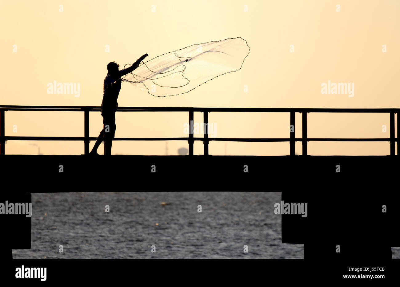 fish net fishing bait throw fisherman flush cast toss sunset fish net ...