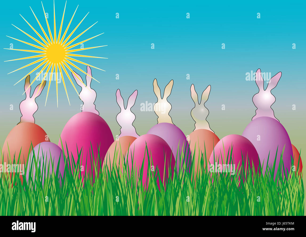 easter eggs in grass - illustration Stock Photo - Alamy