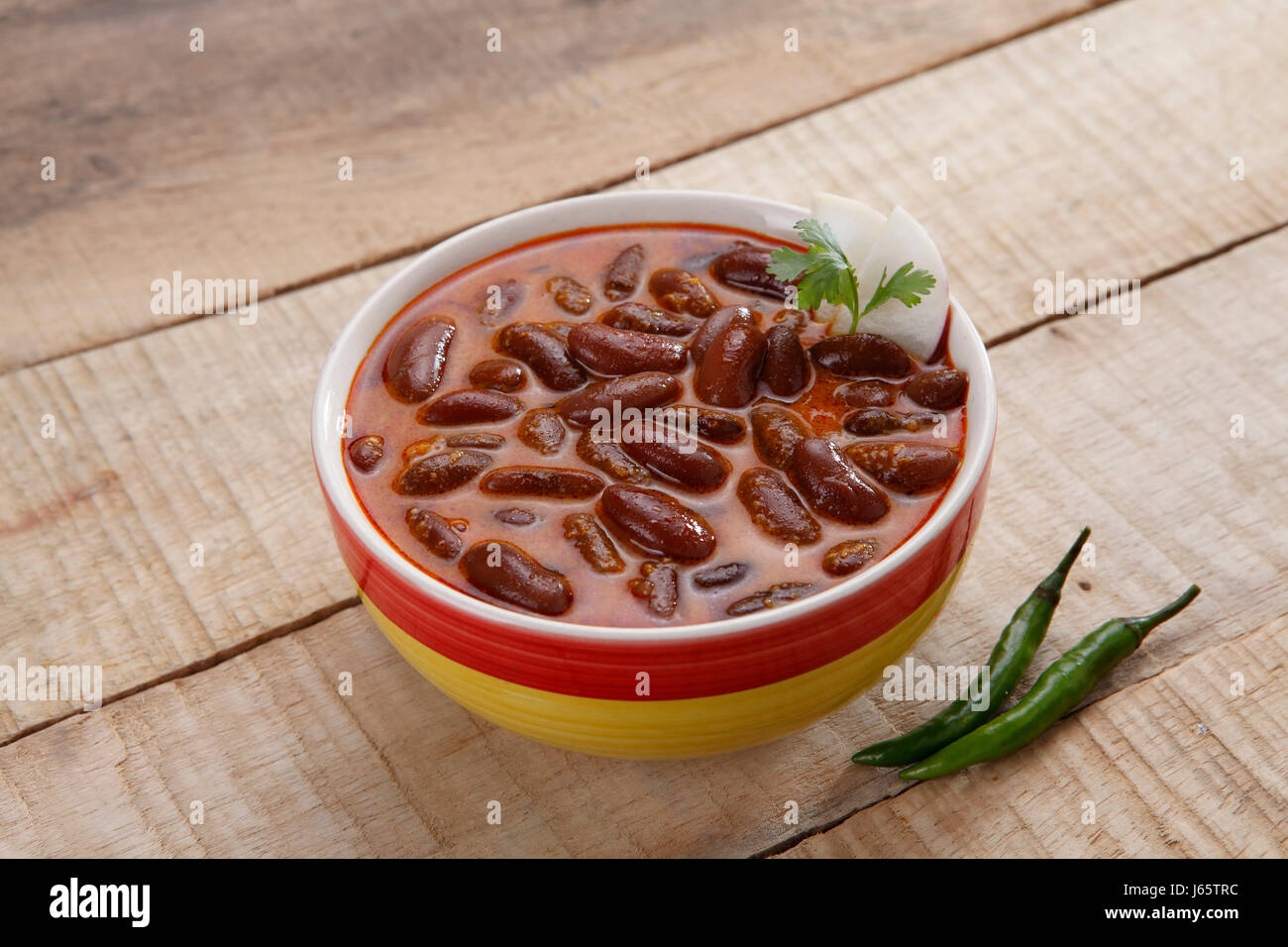 Indian Kidney Beans dish in a bowl. Placed on a wooden background Stock ...
