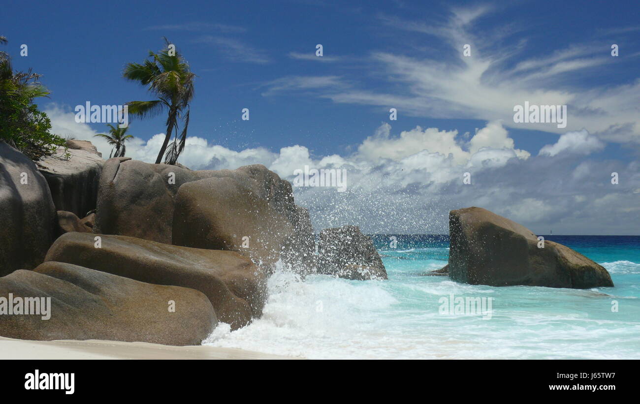 beach seaside the beach seashore waves seychelles salt water sea ocean ...
