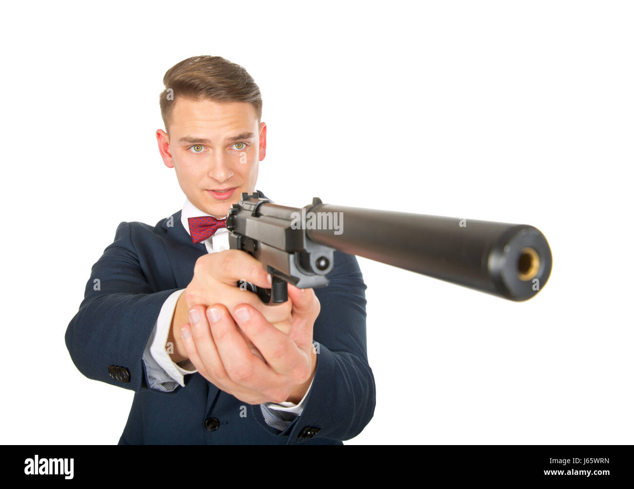 Man Pointing Gun Isolated On High Resolution Stock Photography and ...