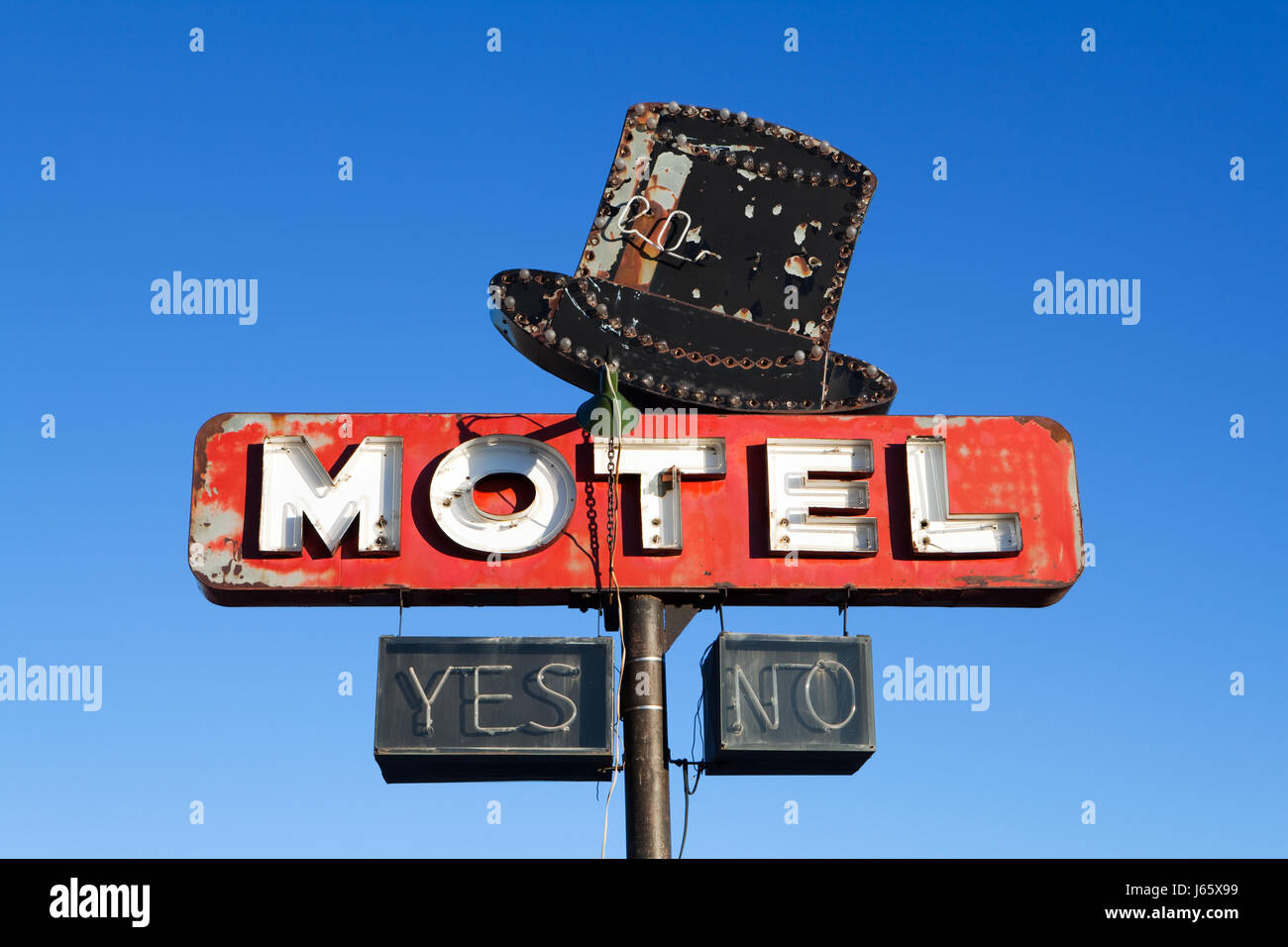 usa america retro motel sign old blue lights usa vintage horizontal ...
