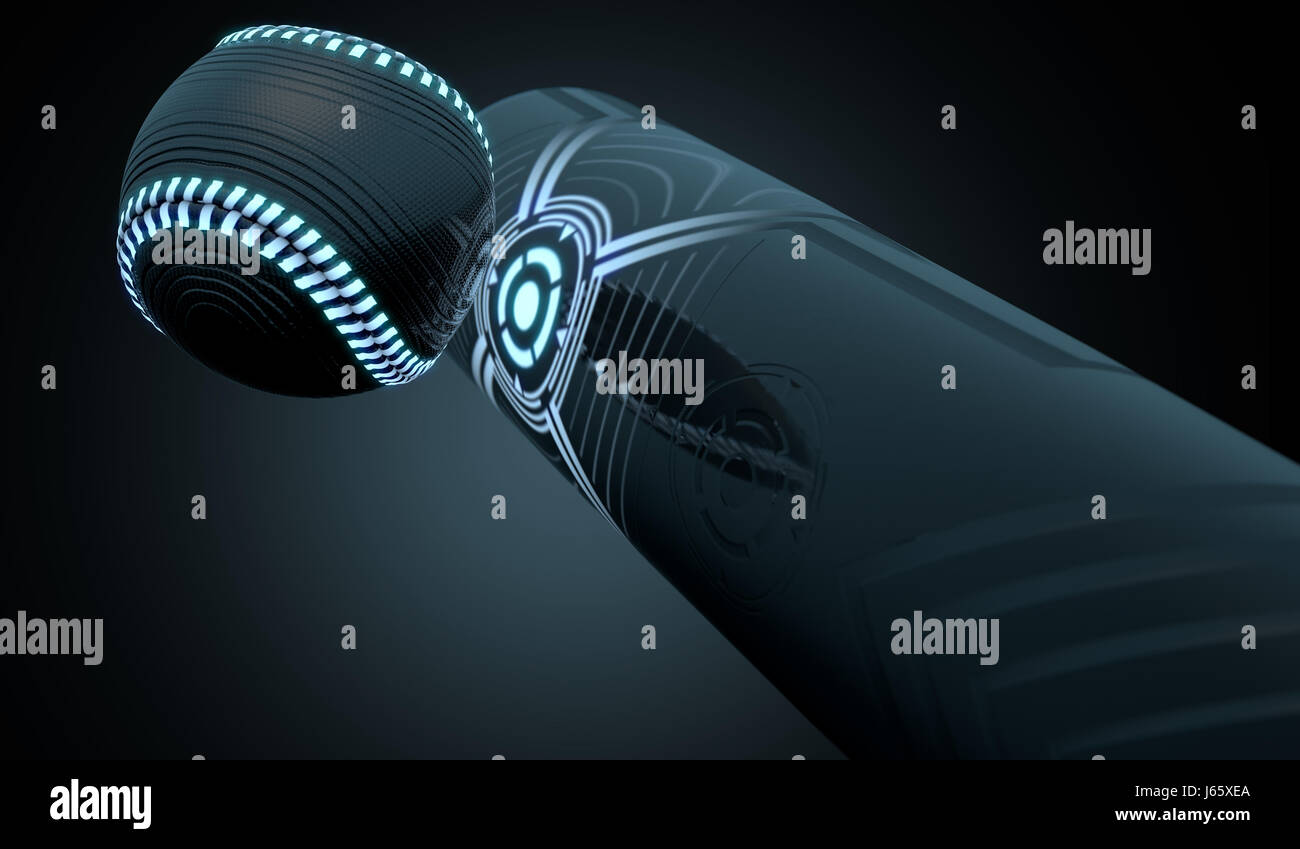 A futuristic sports concept of a futurist baseball bat and ball ...