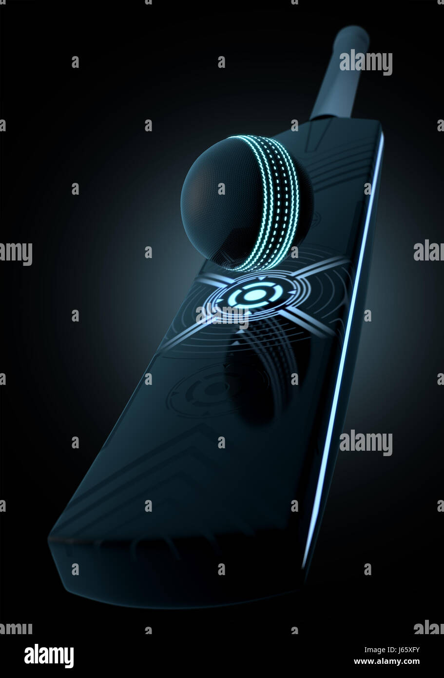 A futuristic sports concept of a futurist cricket bat and ball ...