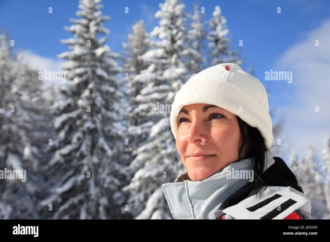 woman winter face portrait firmament sky snow woman environment ...