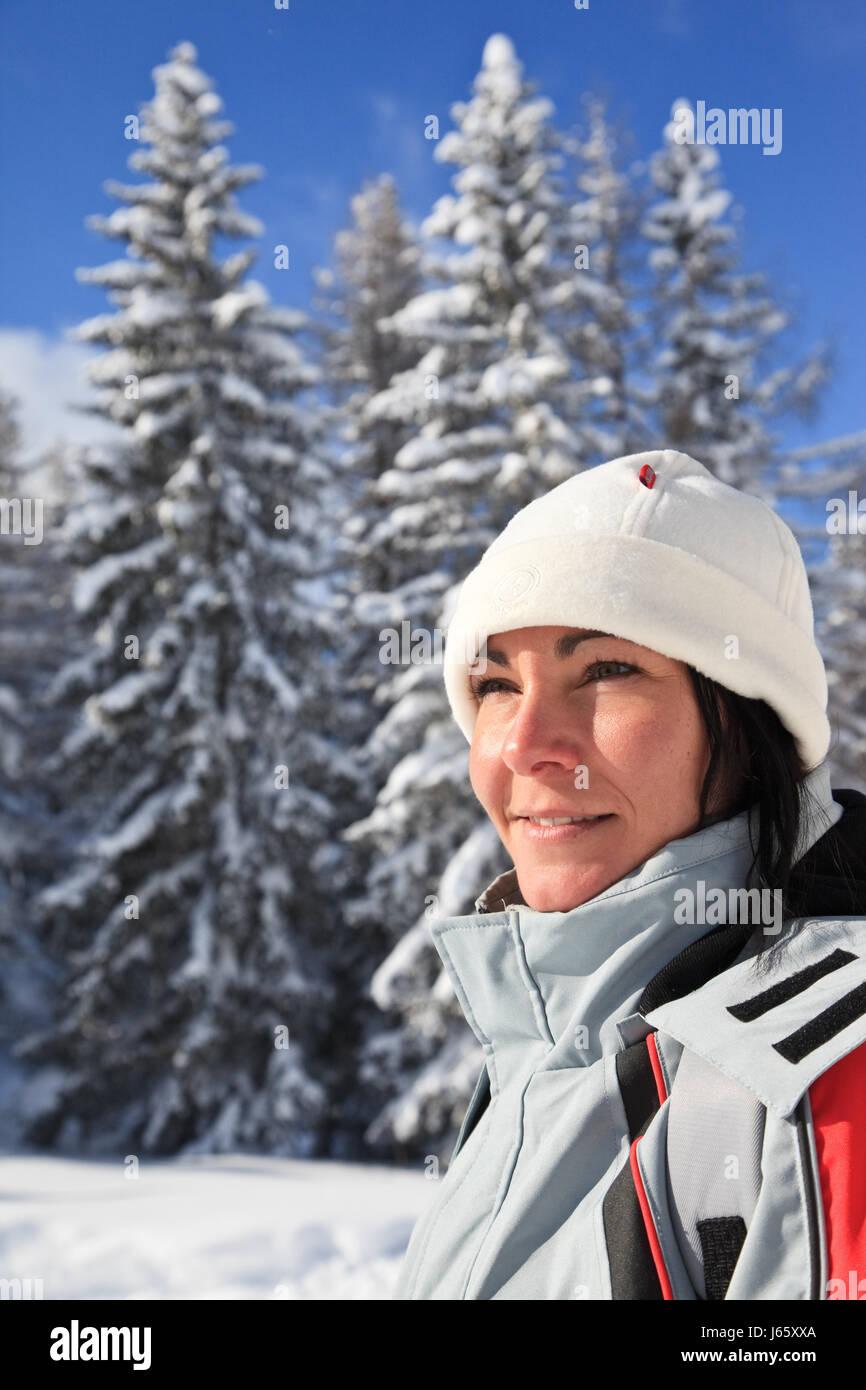woman winter face portrait firmament sky snow woman environment ...