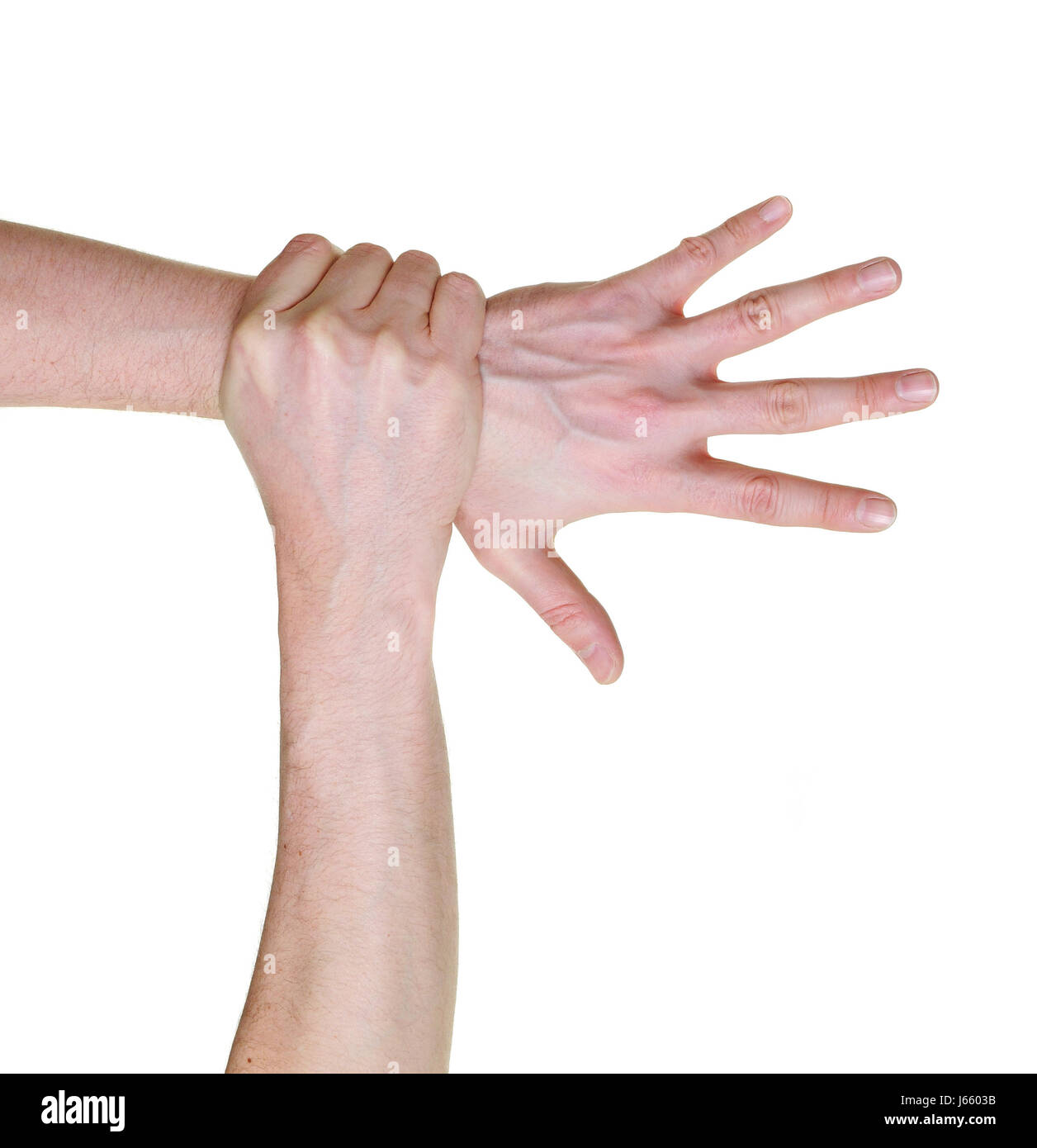 isolated wrist caught hand give gesture humans human beings people folk ...
