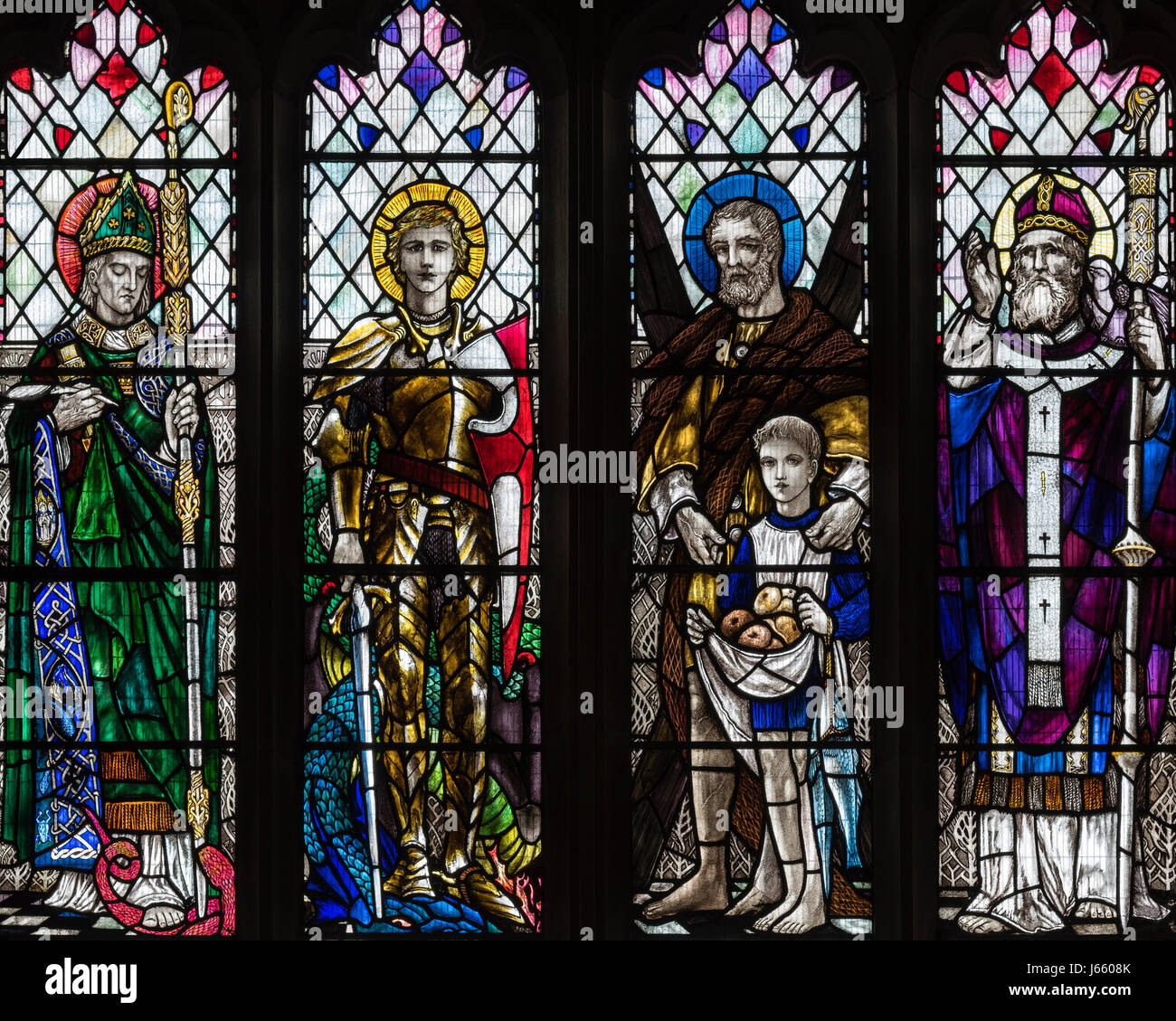 The four British Patron Saints in the First World War Memorial window ...
