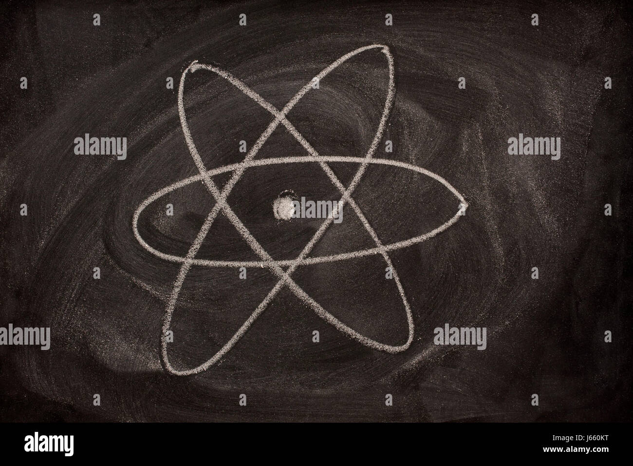 blackboard atom chalk icon nuclear board research dust black swarthy ...