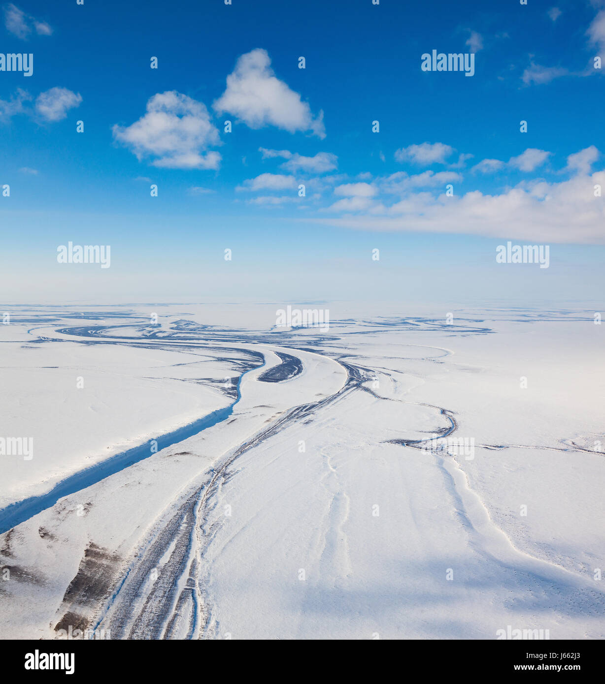 River in winter tundra from above Stock Photo - Alamy