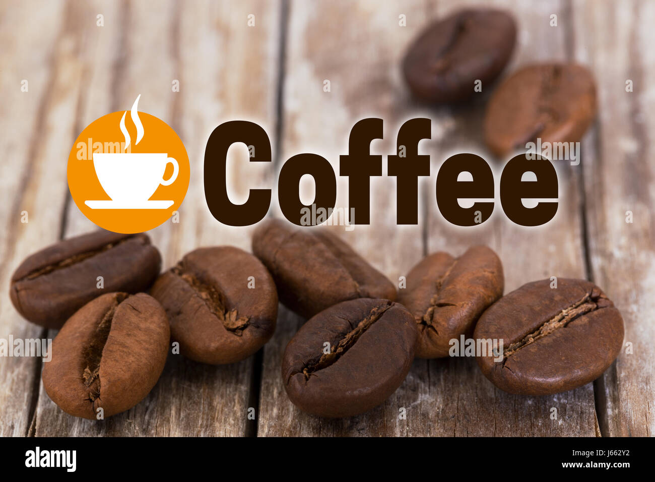 Coffee concept background with coffee beans and wood Stock Photo - Alamy