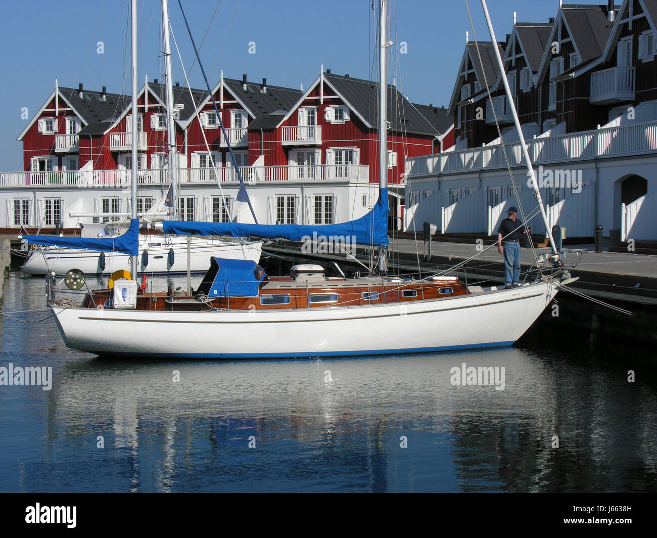 denmark yacht sailing boat sailboat blue houses holiday vacation ...