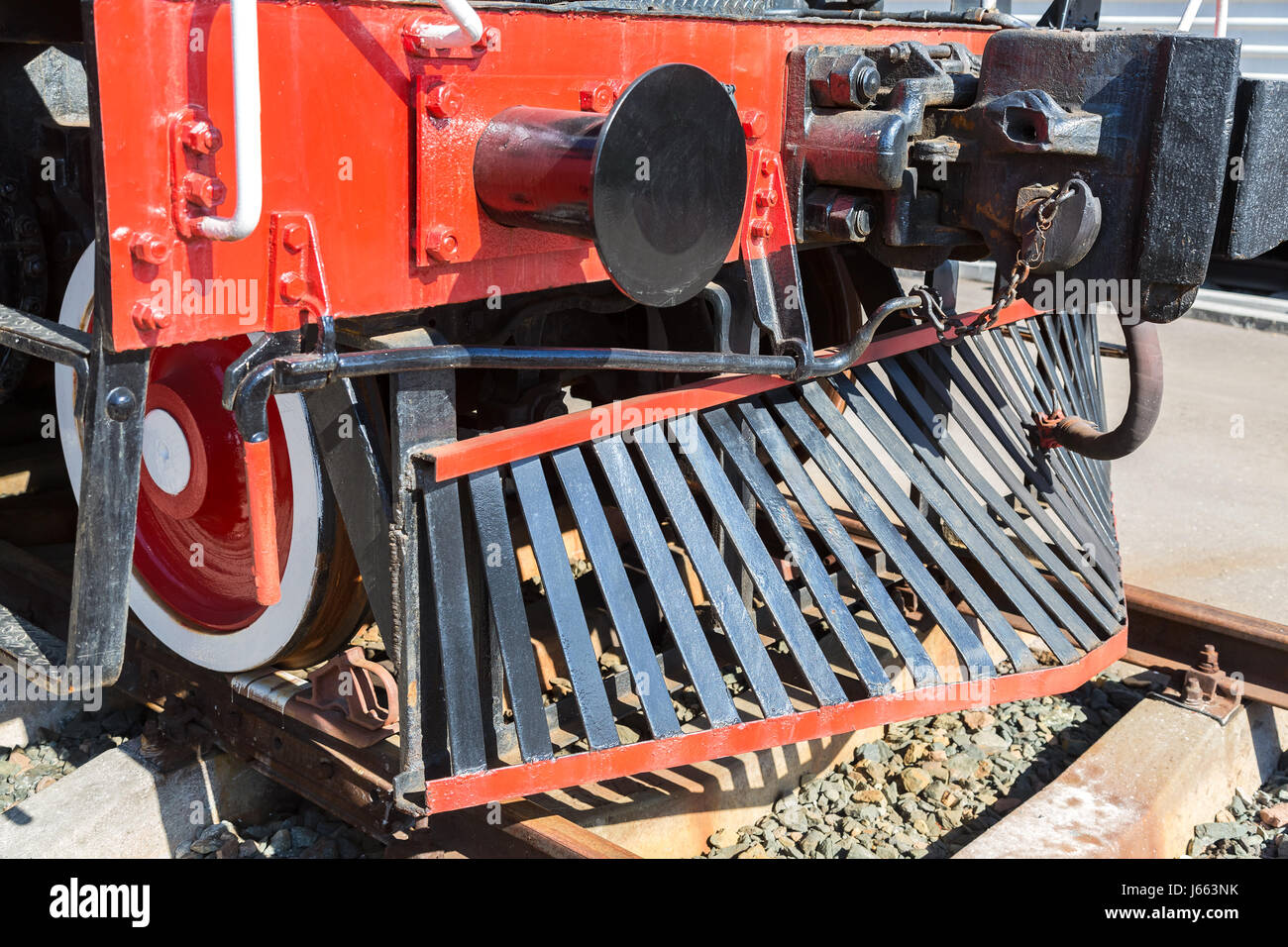 Front part of the retro steam locomotive Stock Photo - Alamy