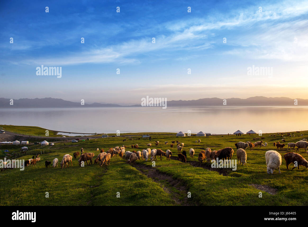 Sailimu Lake scenery of Xinjiang,China Stock Photo - Alamy