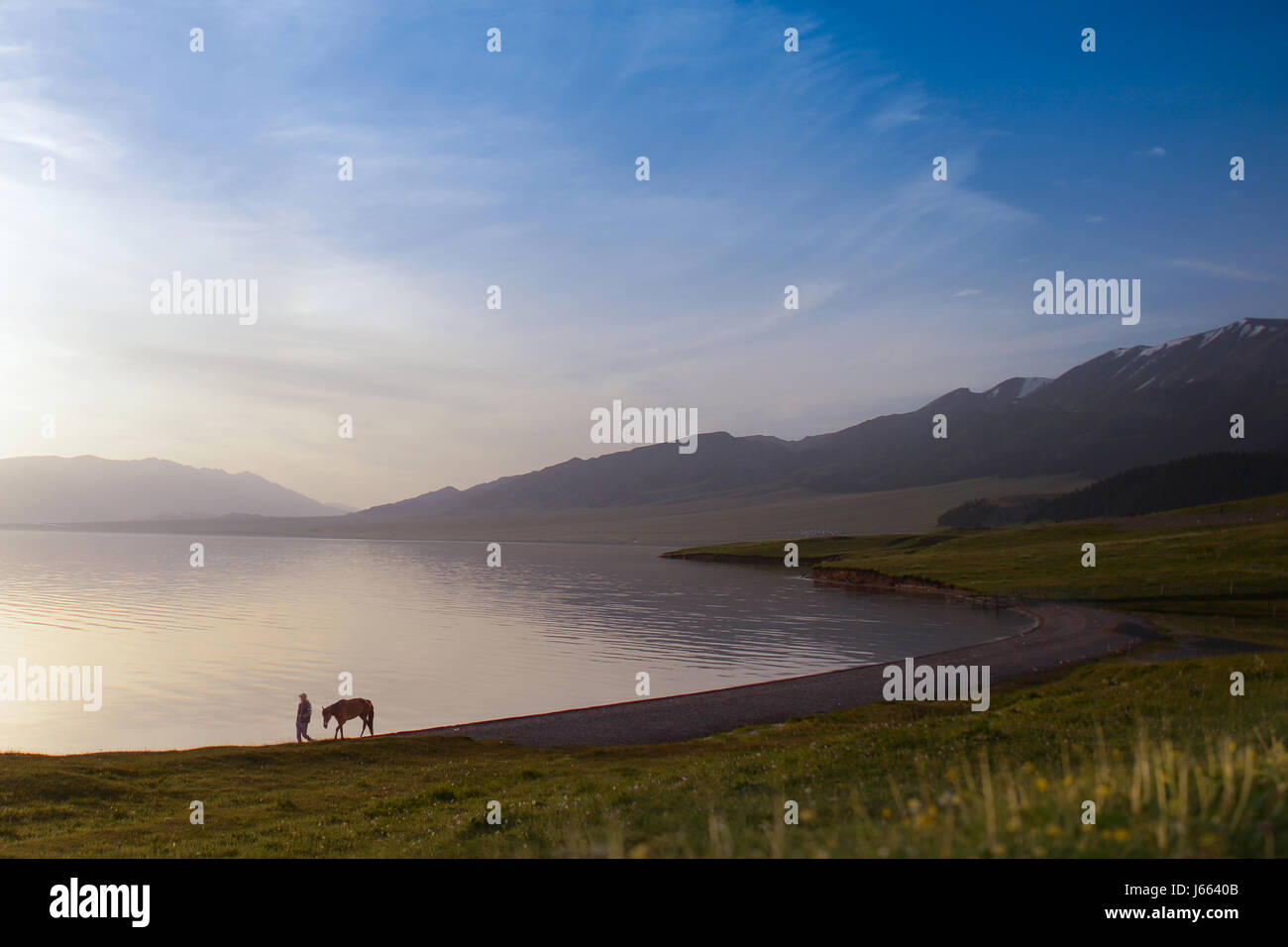 Sailimu Lake scenery of Xinjiang,China Stock Photo - Alamy