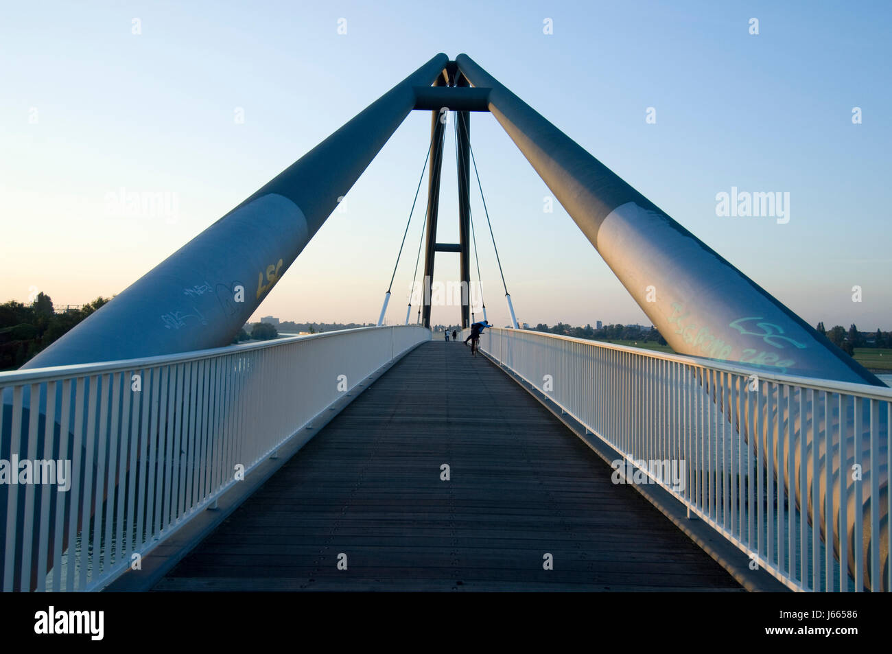 modern modernity bridge rhine railing blue concrete steel voltage style ...
