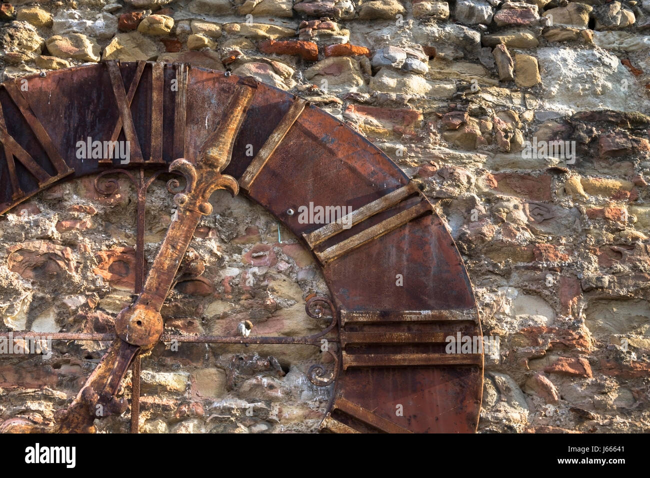 Old church clock on a brick wall Stock Photo - Alamy