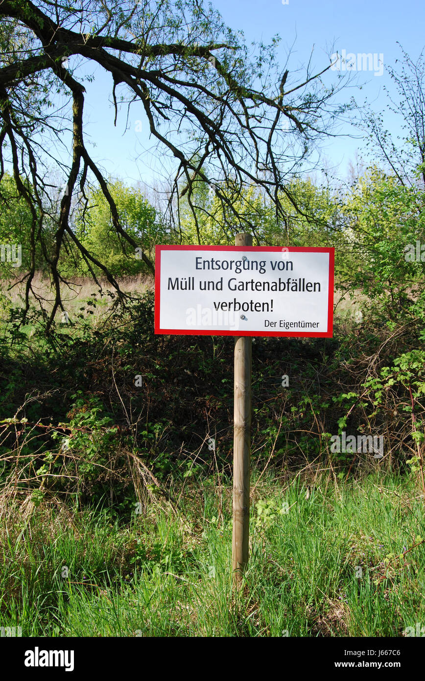 sign signal hint mull refuse punishable waste disposal illegal ...