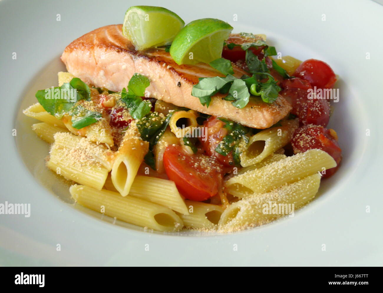 noodles salmon fillet baked fried fish dish coal fish plate noodles ...