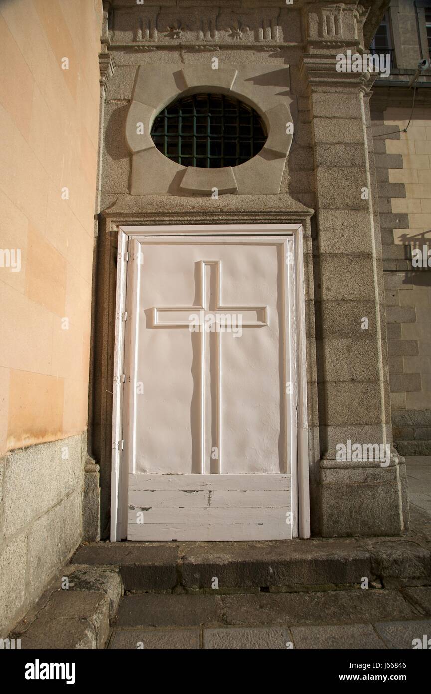 religion church window porthole dormer window pane cross door spain ...