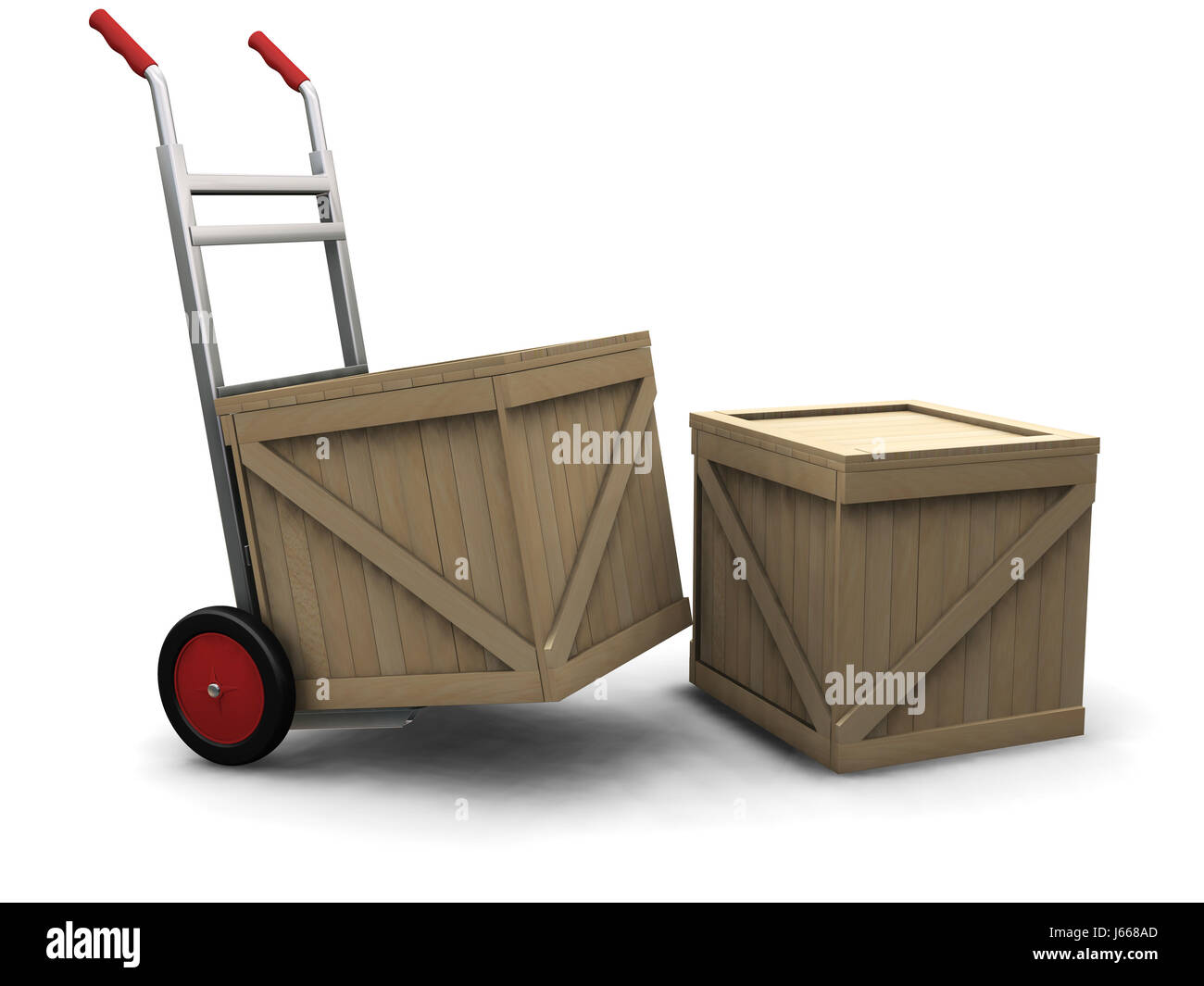 isolated transport package trolley cart box boxes deliver render truck ...