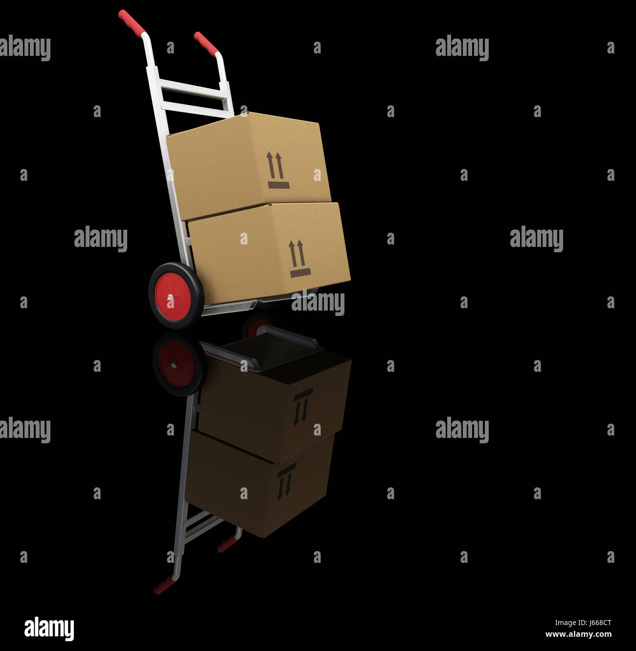 isolated transport package trolley cart box boxes deliver render truck ...