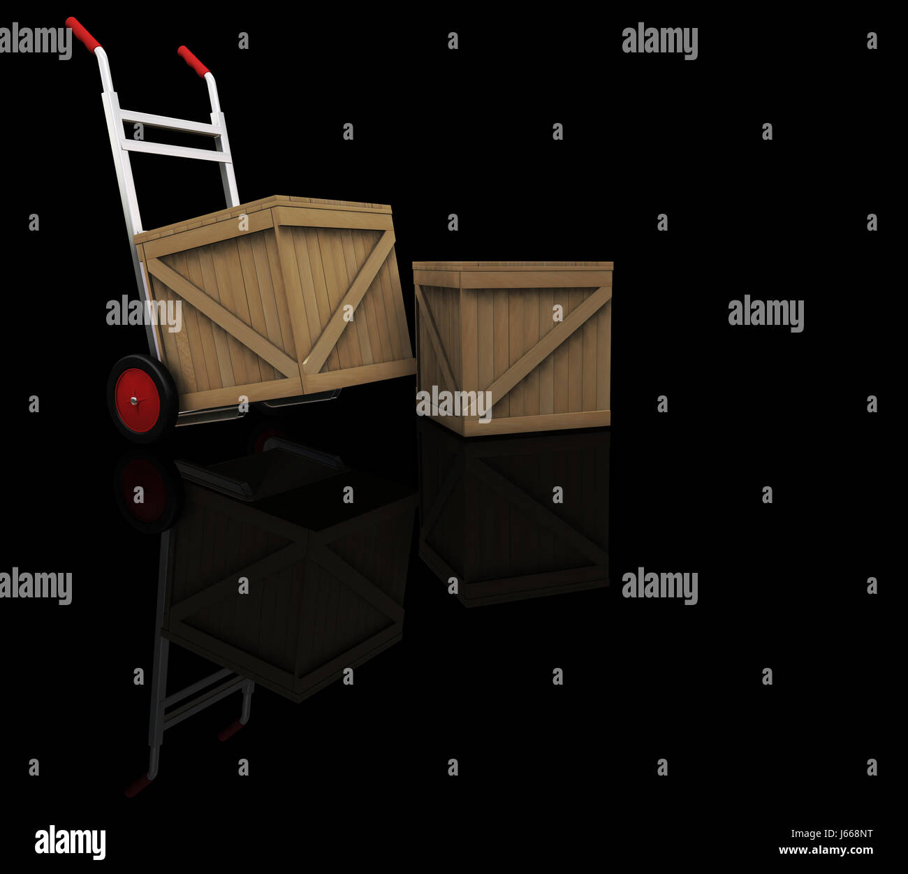 isolated transport package trolley cart box boxes deliver render truck ...