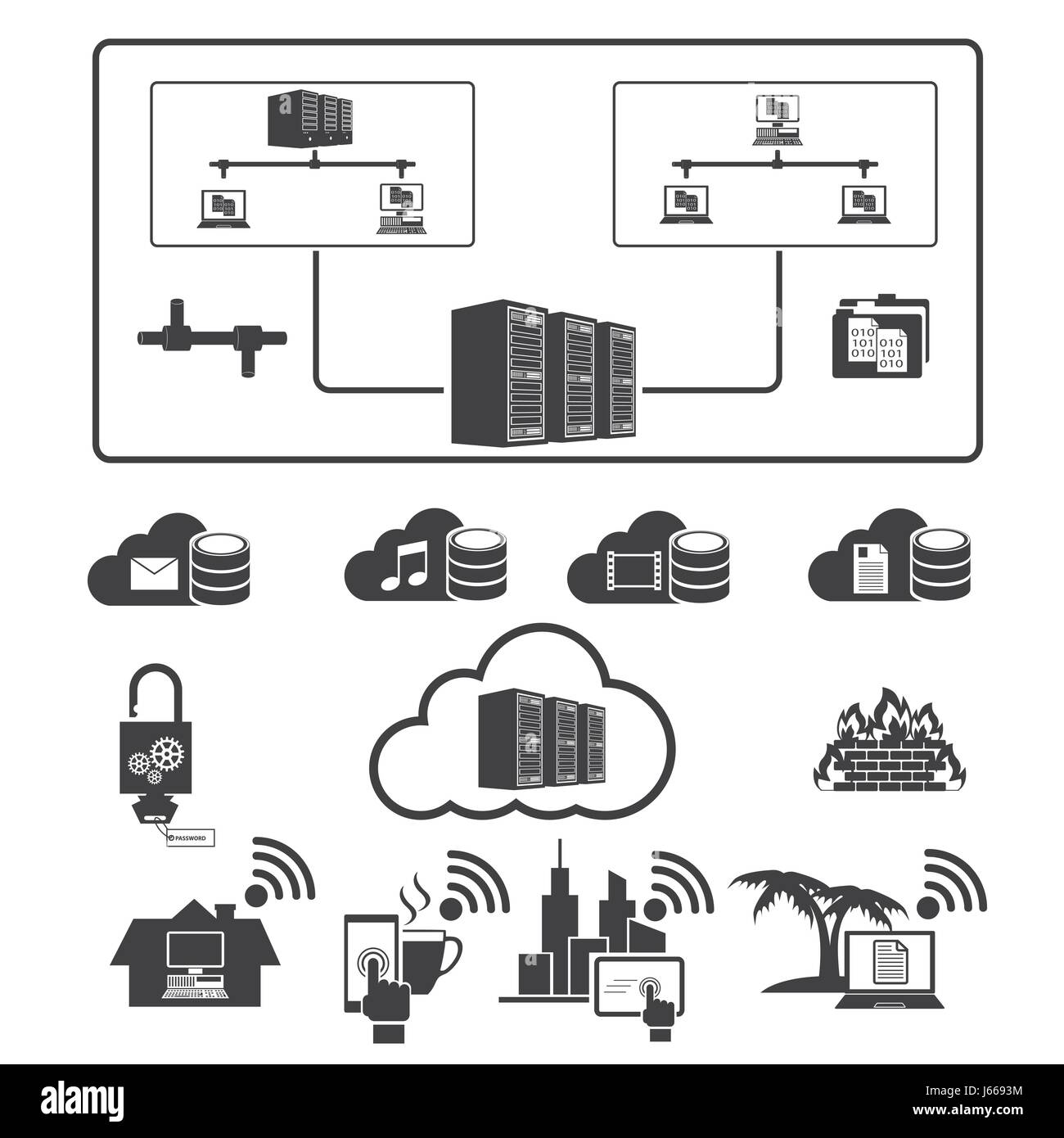 Big Data icons set, Virtualization computing Stock Vector Image & Art ...