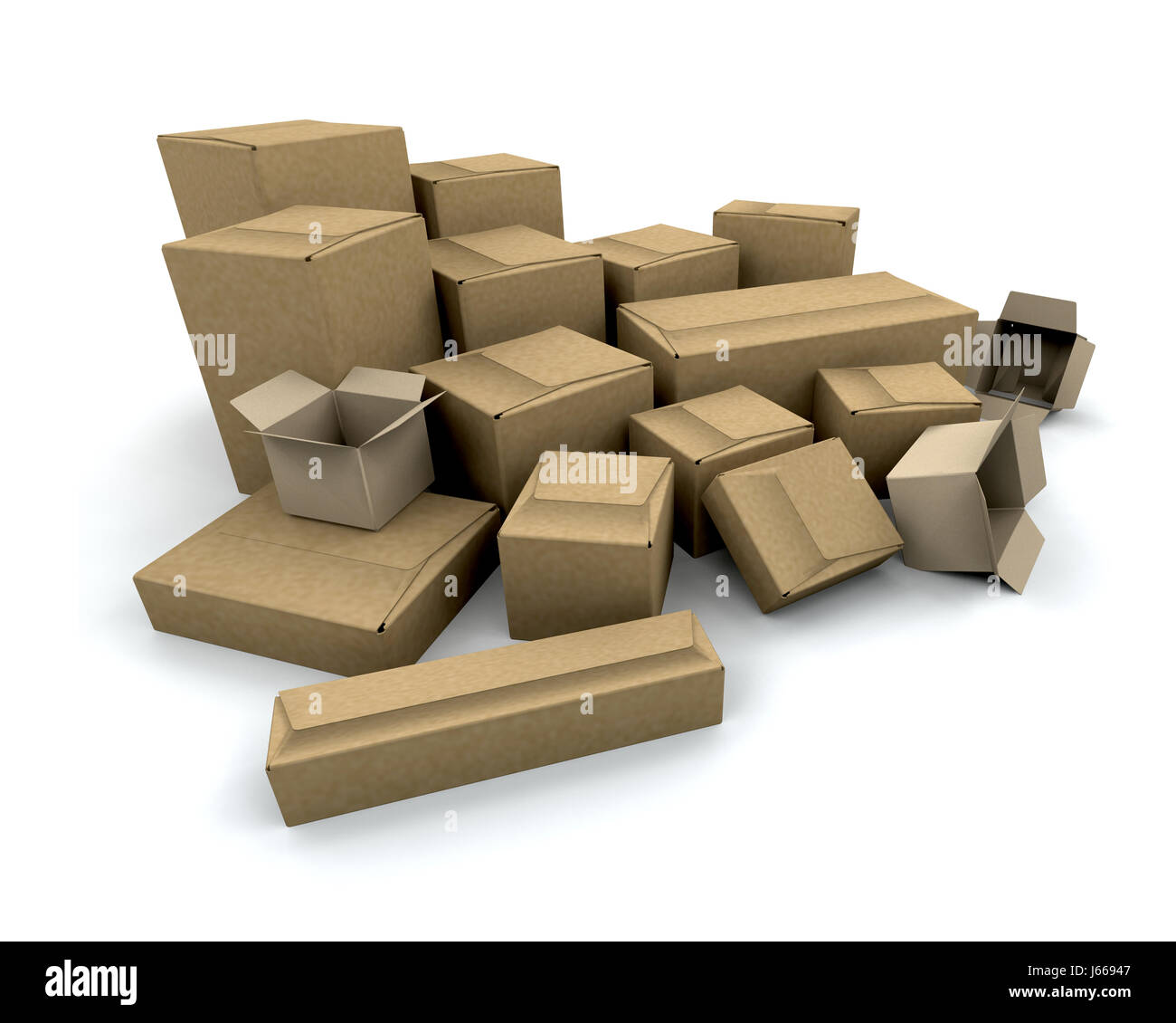 object isolated illustration package stack box boxes deliver render ...