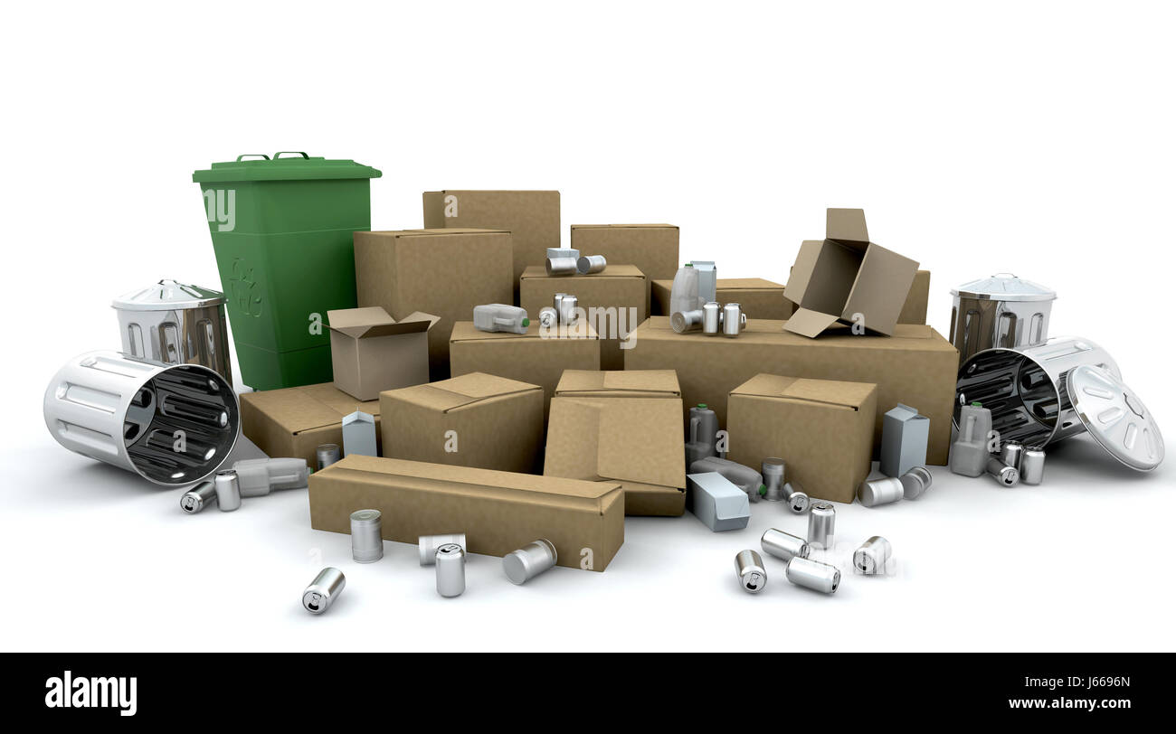 object isolated illustration package trash stack box recycling boxes ...