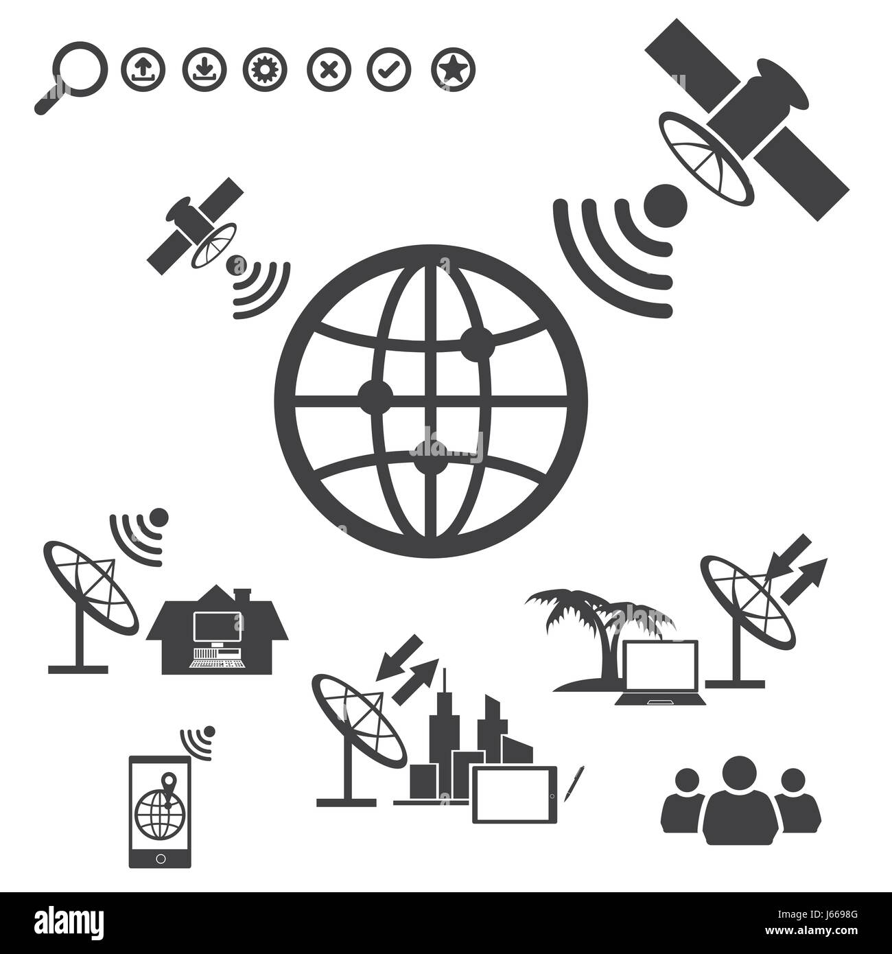 Big Data icons set, Satellite Telecommunications Stock Vector Image ...