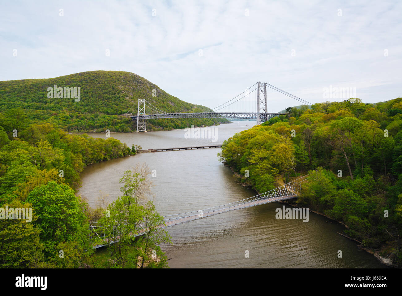View of Bear Mountain Bridge and the Hudson River, at Bear Mountain ...