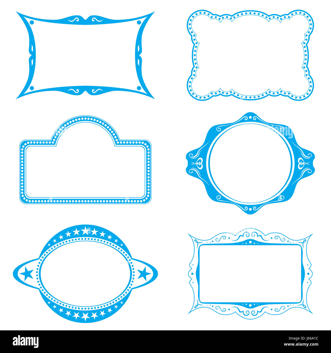 collection label set frame framework blue isolated emblem illustration ...